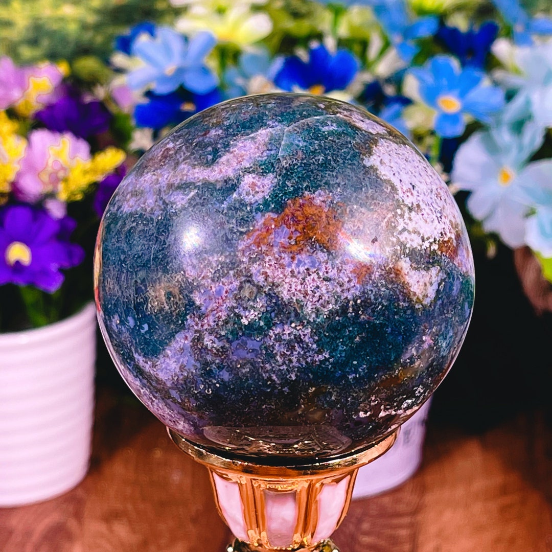 Ocean Jasper Ball / Fruit Jsaper/green Jasper/ Red Jasper Crystal Ball ...