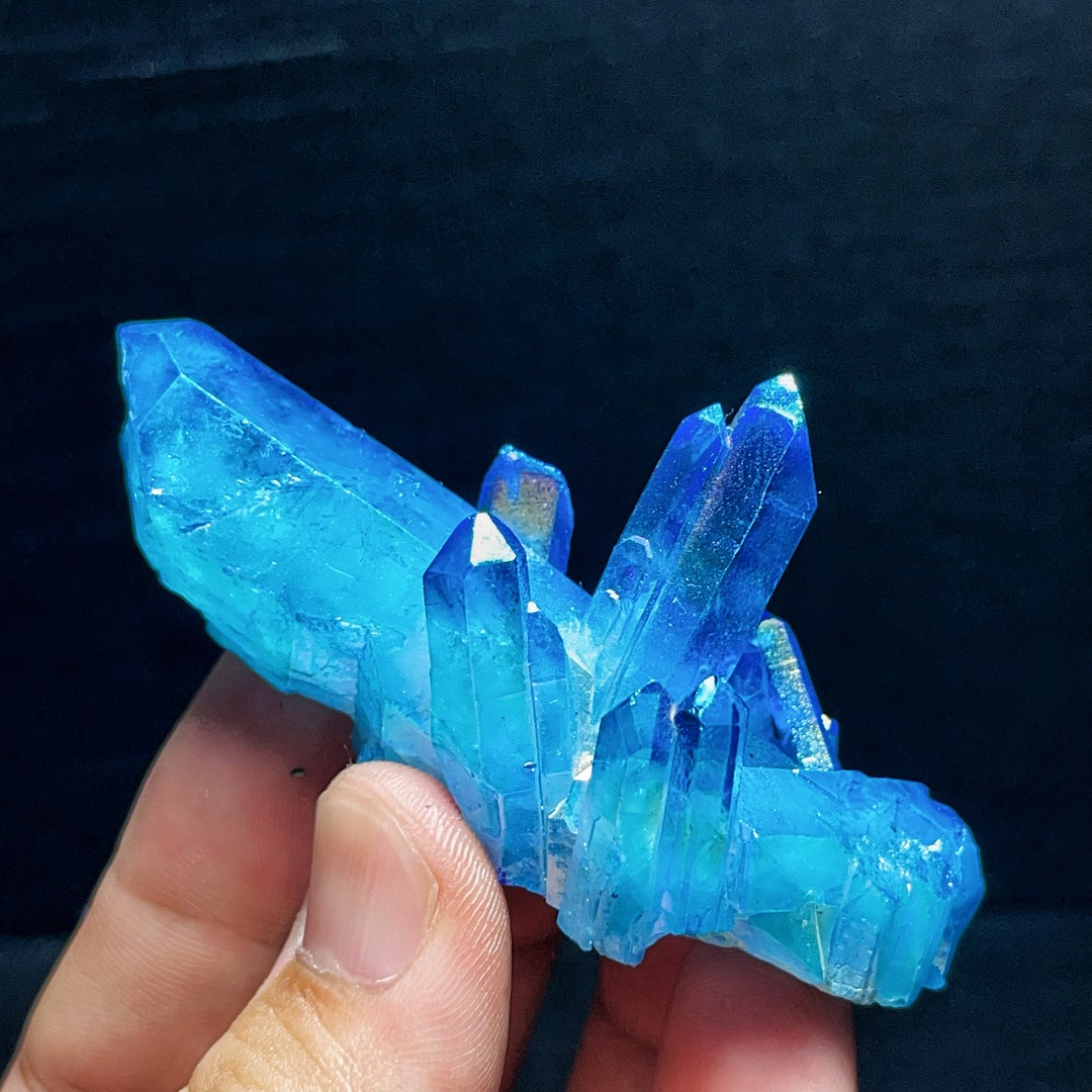 Blue Rainbow Titanium Quartz Cluster,crystal Point,quartz Vug,mineral ...