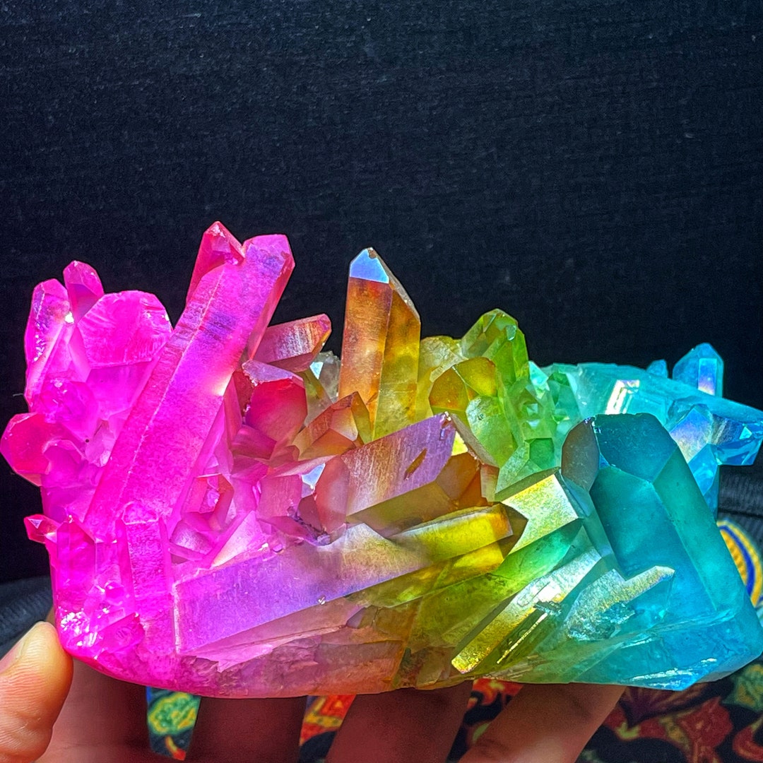 Rainbow Titanium Quartz Cluster,crystal Point,quartz Vug,mineral ...