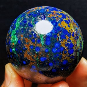 RARE Natural Polished Phoenix Blue Gold Agate Crystal Ball Healing ...