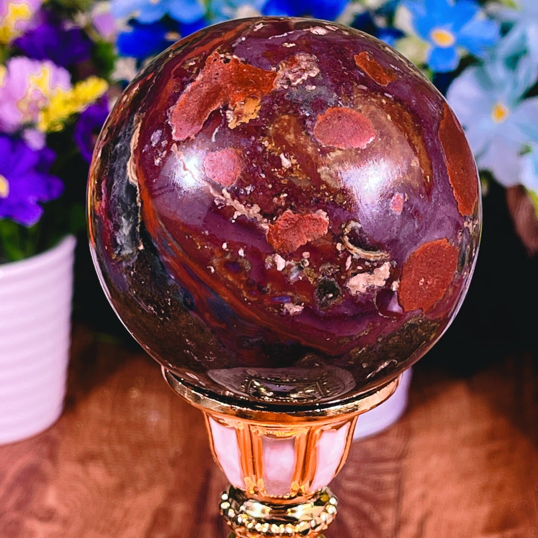 Ocean Jasper Ball / Fruit Jsaper/green Jasper/ Red Jasper Crystal Ball ...