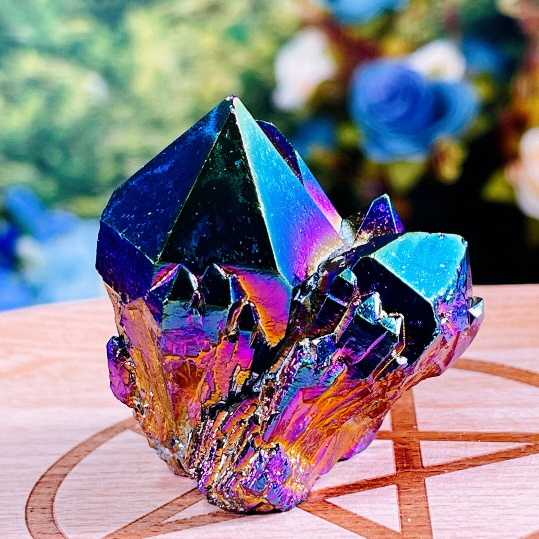 Natural Rainbow Titanium Quartz Clustercrystal Pointquartz - Etsy