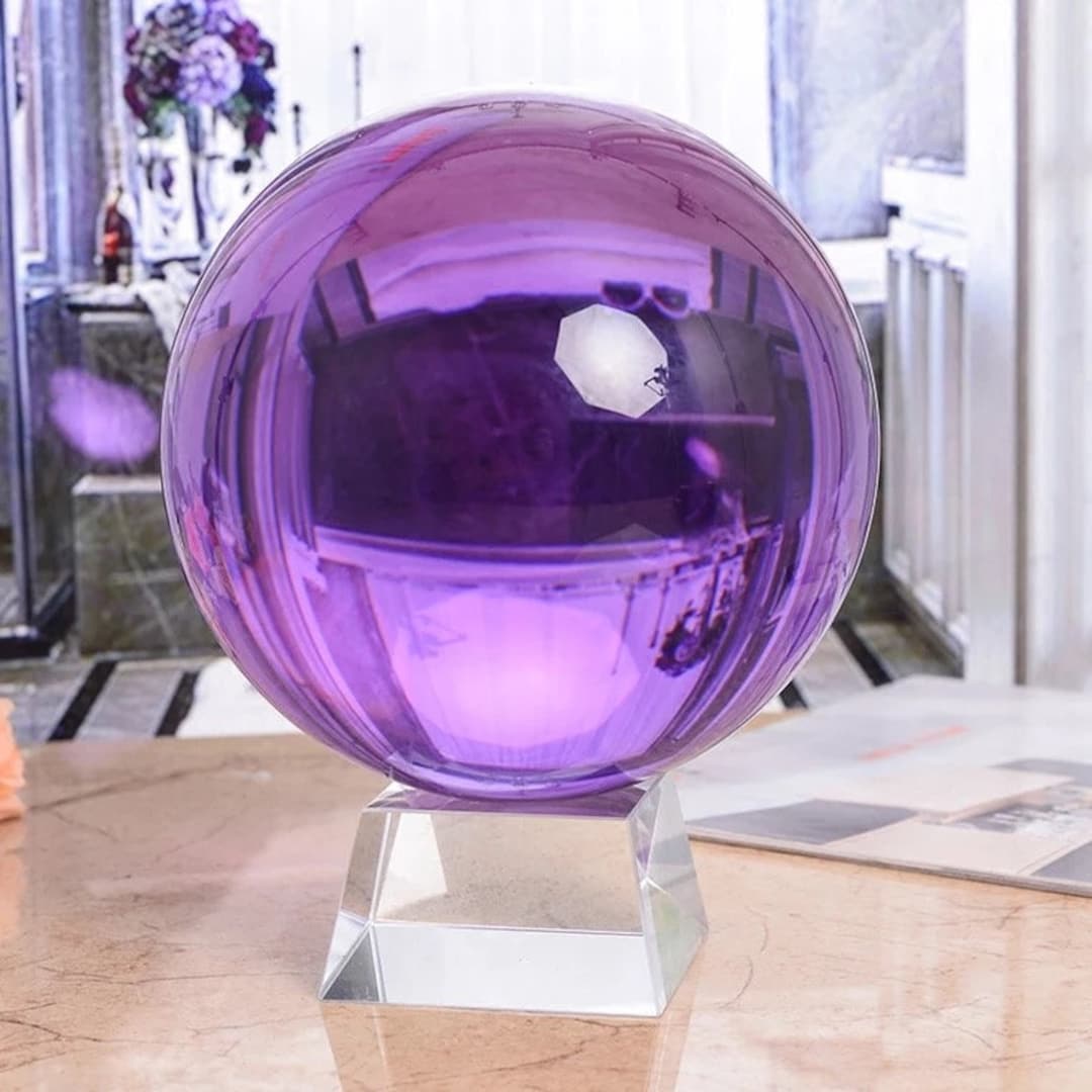 Handmade Purple Crystal Ball: Glass Scrying Ball, Energy Healing - Etsy