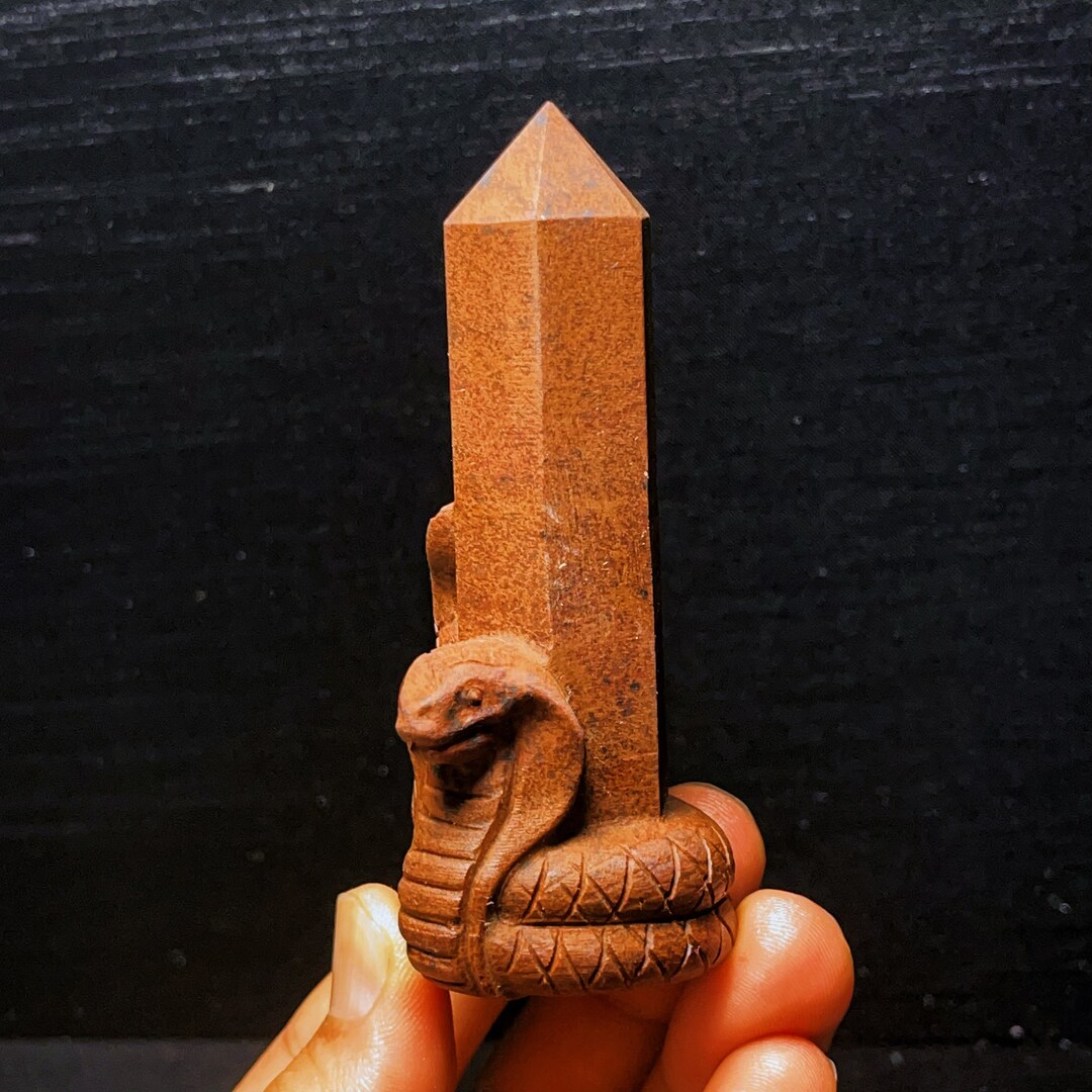 Hand Carved Red Quartz Crystal Snake: Mineral Specimen, Reiki Healing ...