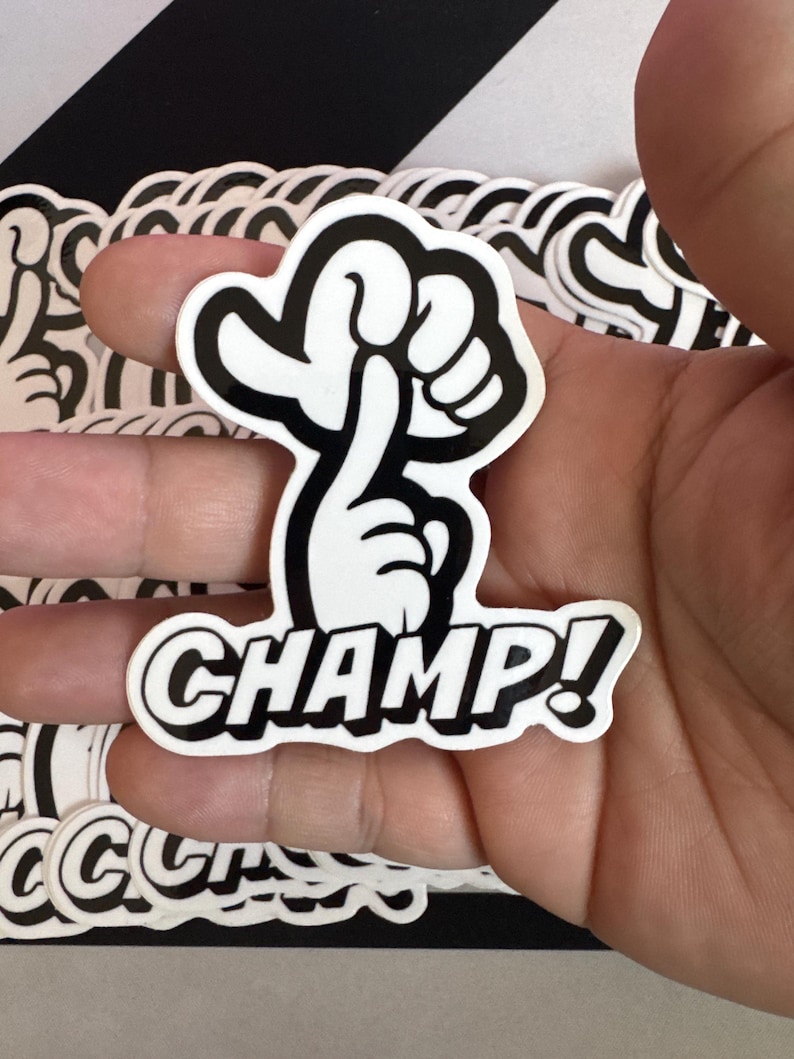 CHAMP! Vinyl Sticker | Waterproof Die-cut Decal for Laptops, Water ...
