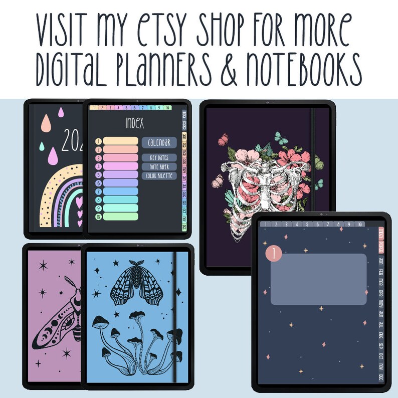 DIGITAL Notebook Goodnotes | Black Paper Notebook With Subject Tabs ...