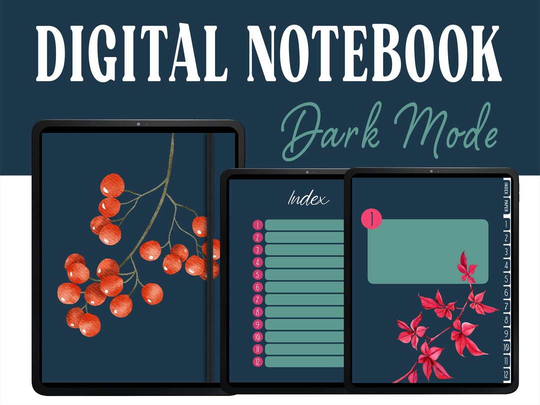Digital Notebook Dark Mode, Digital Notebook Goodnotes, Digital ...