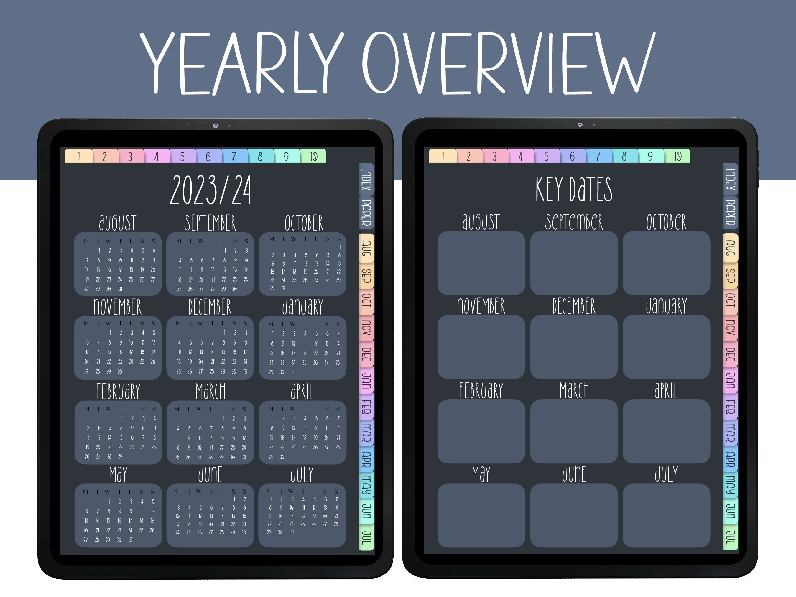 Digital Planner Aug 2023 July 2024 Mid-year Planner - Etsy