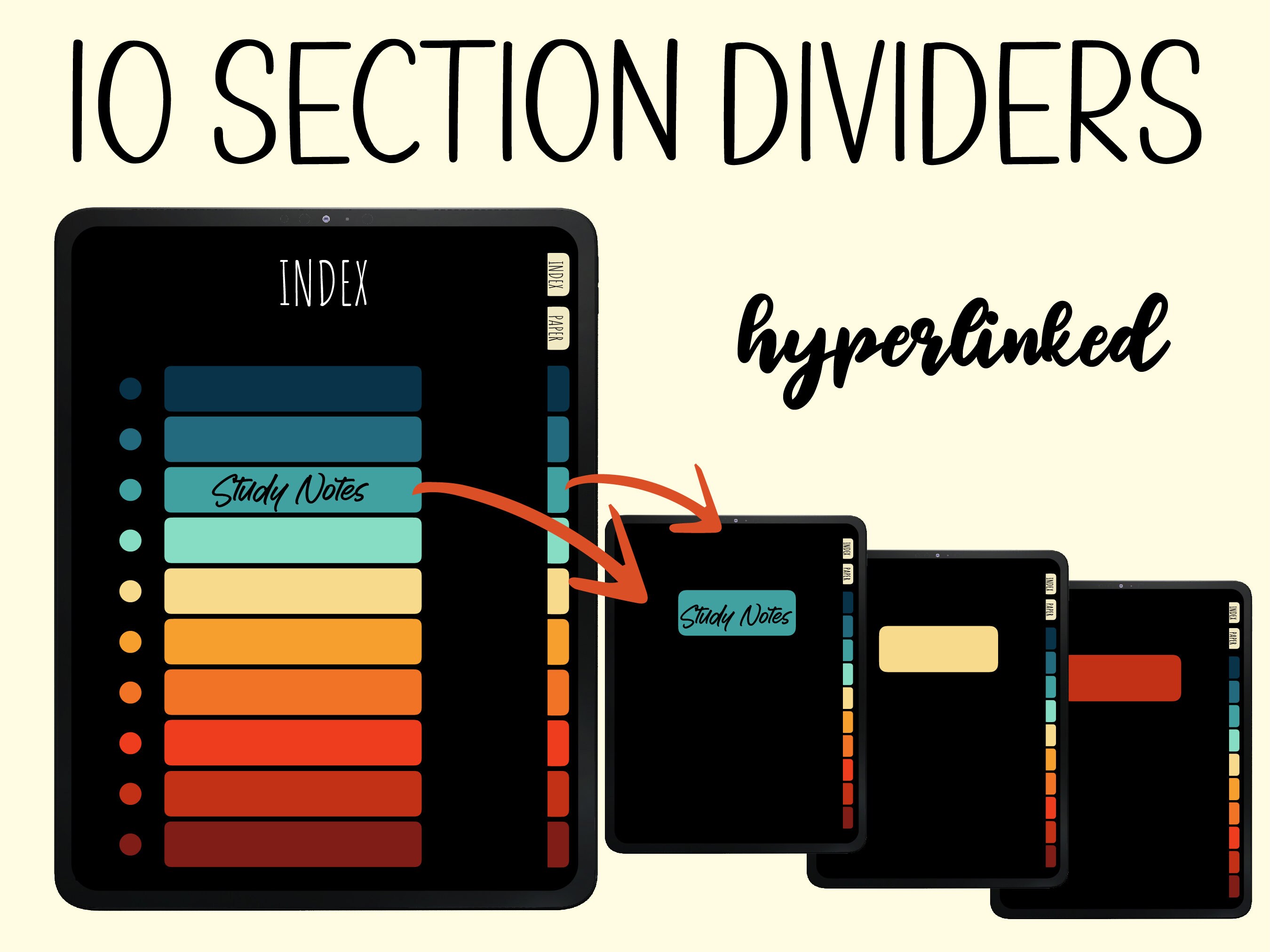 DIGITAL Notebook Goodnotes | Black Paper Notebook With Subject Tabs ...