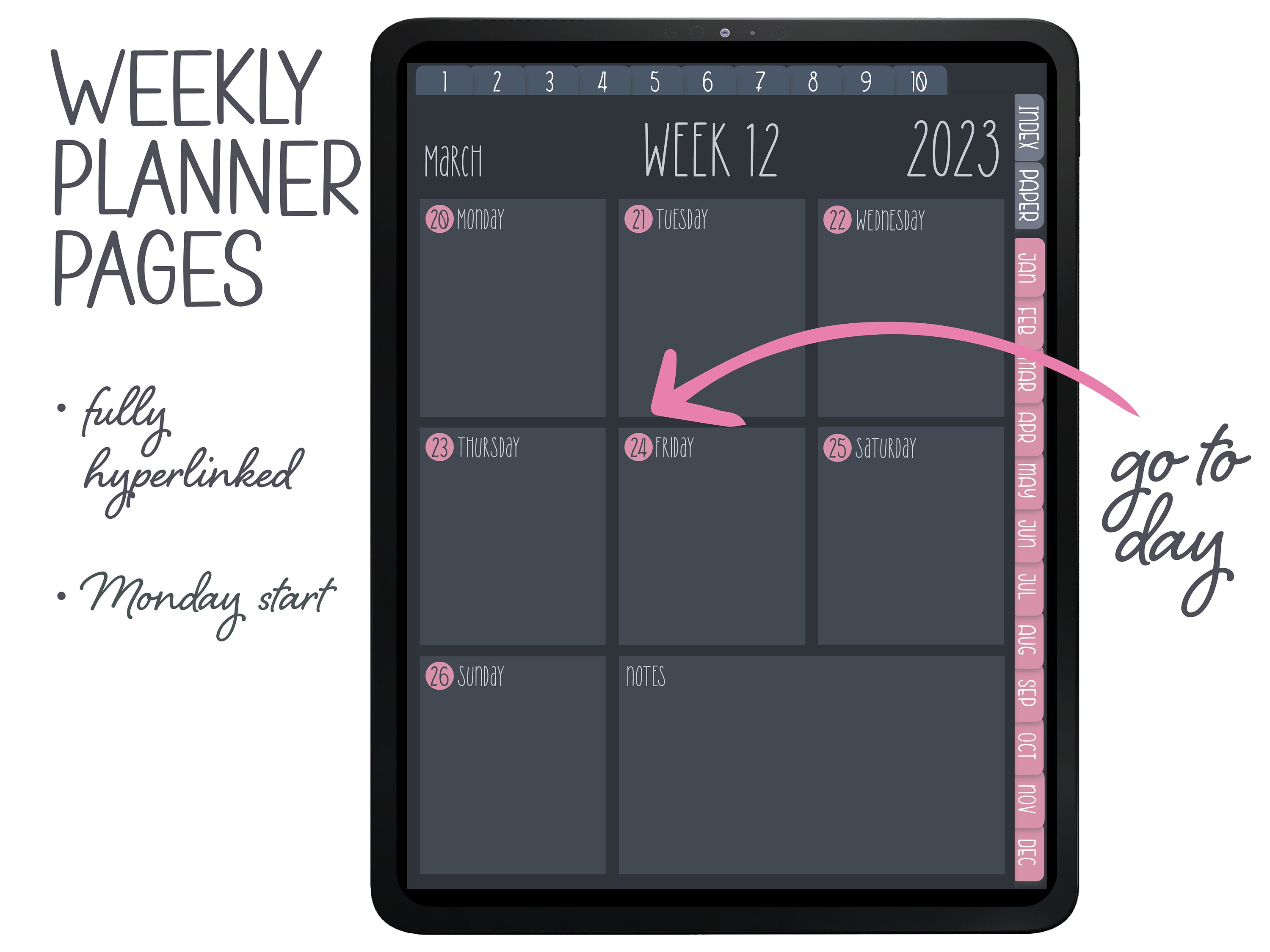 2023 DIGITAL PLANNER Dark Mode 2023 Digital Planner - Etsy