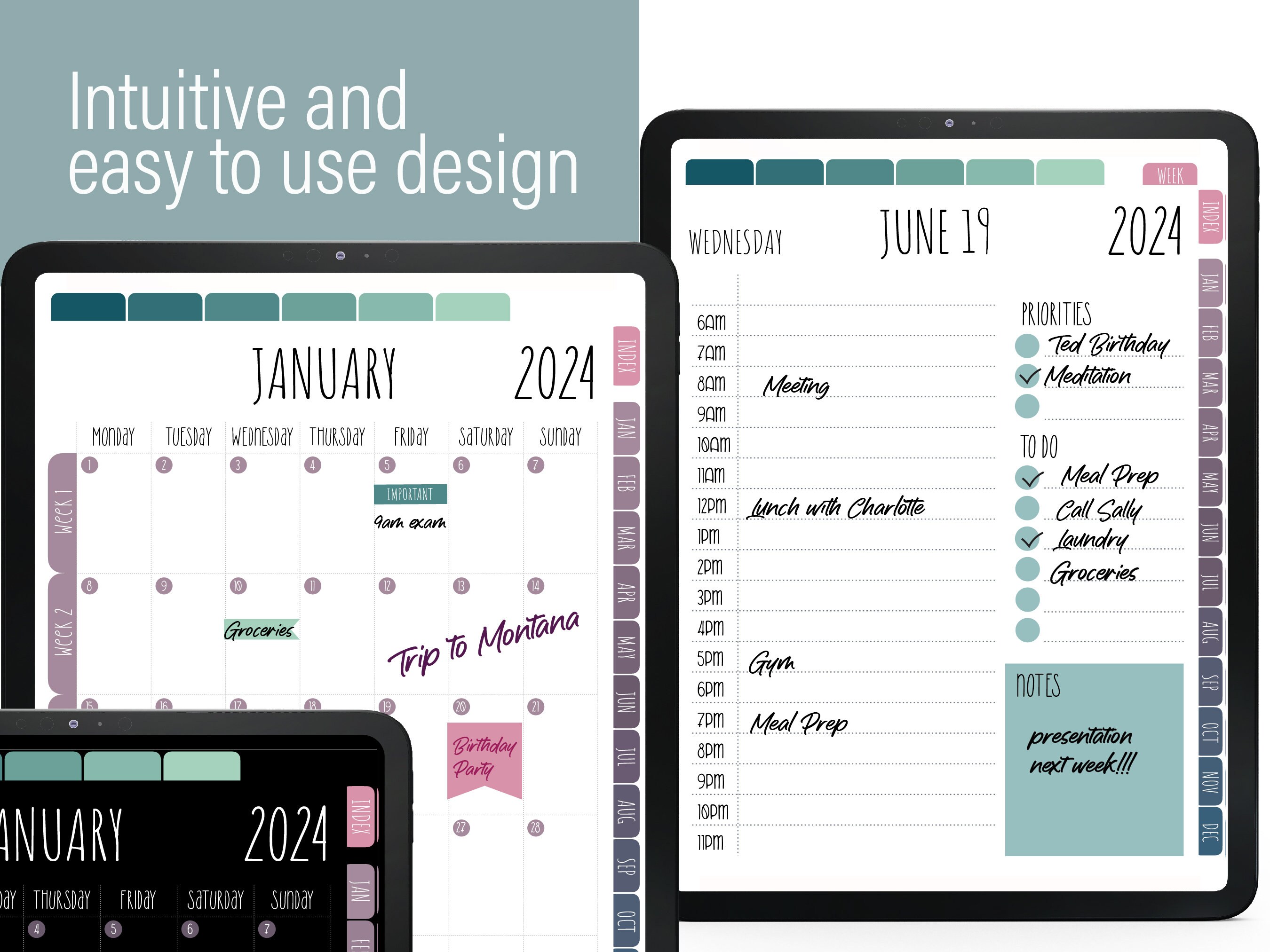 2024 DIGITAL PLANNER, Dark Mode & Light Mode Planner Bundle, Goodnotes ...