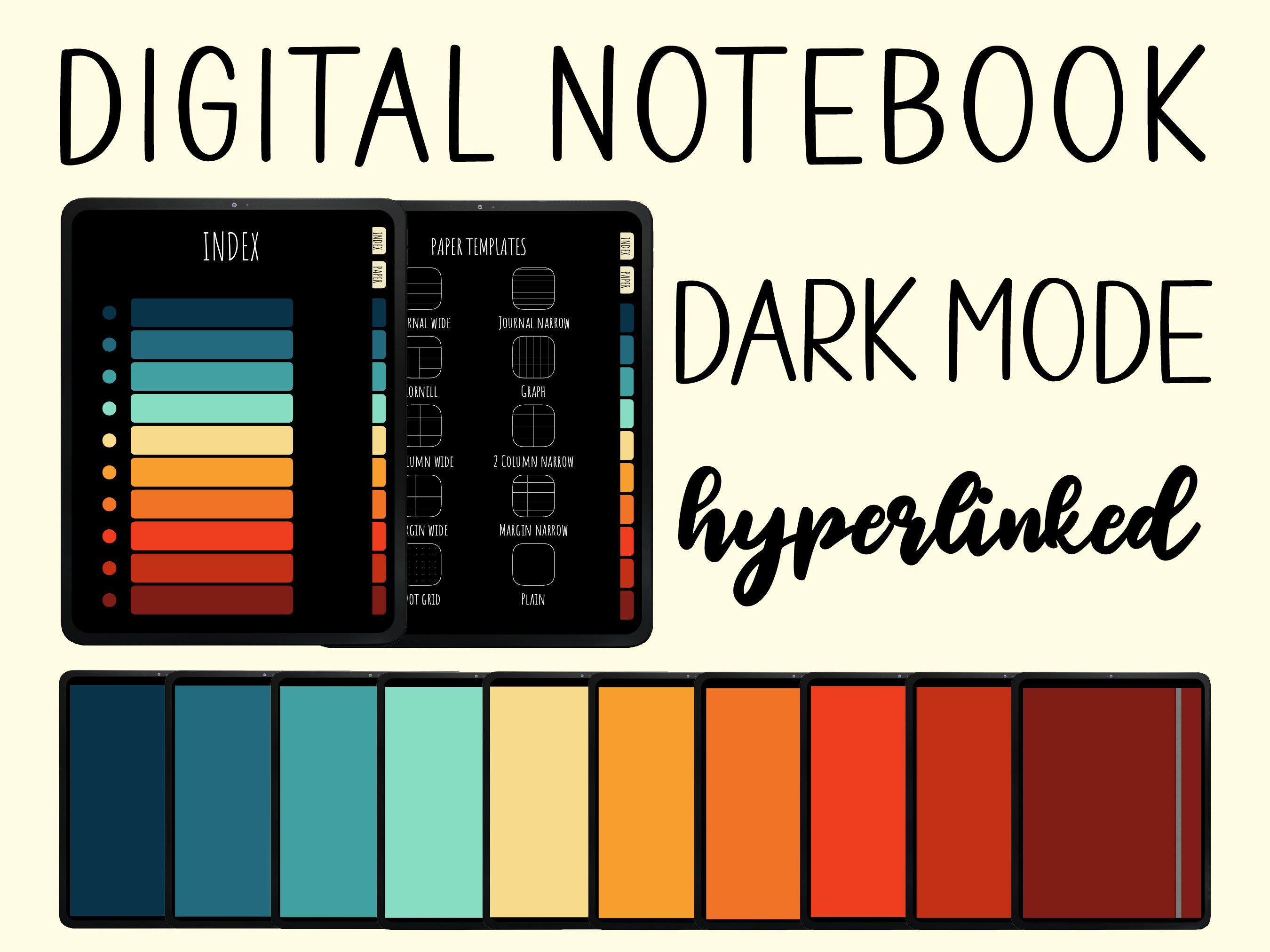 DIGITAL Notebook Goodnotes | Black Paper Notebook With Subject Tabs ...