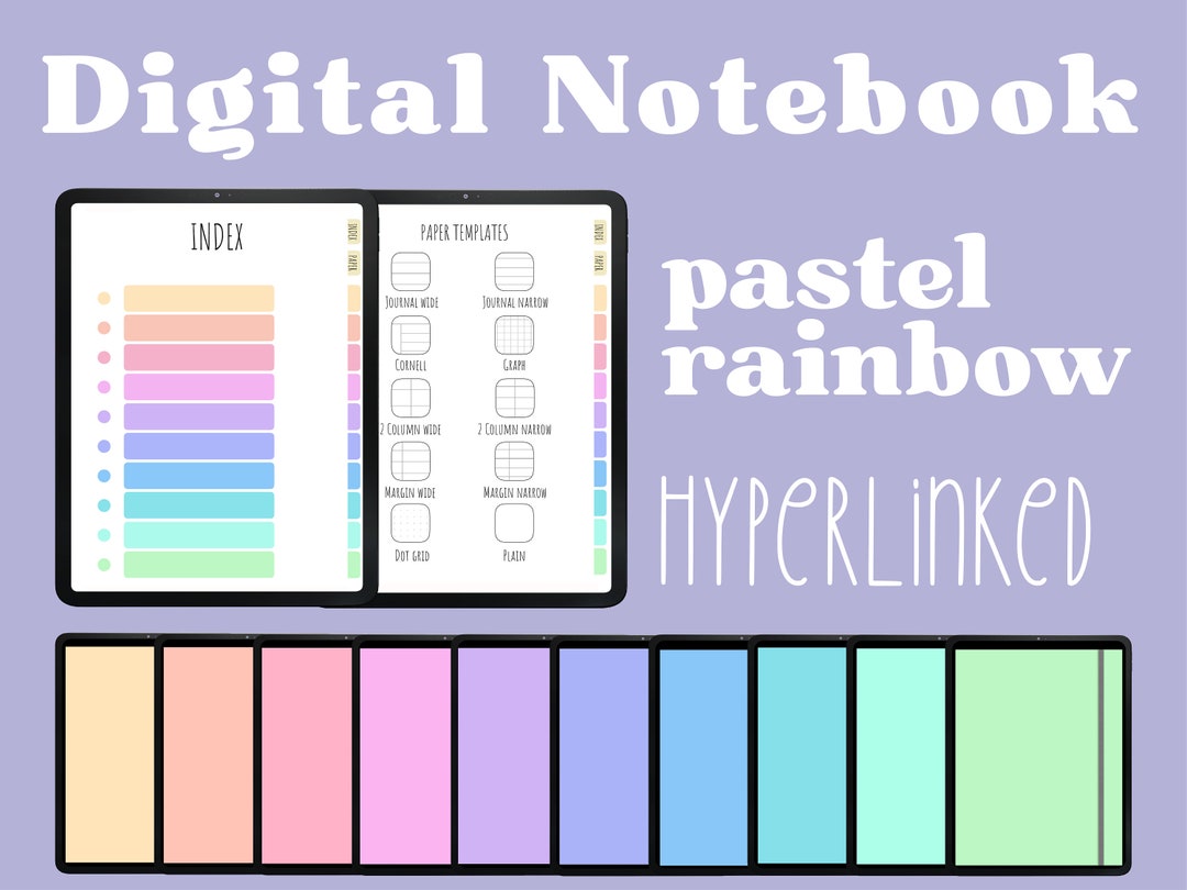 DIGITAL Notebook Pastel Rainbow, Goodnotes Notebook With 10 Tabs ...