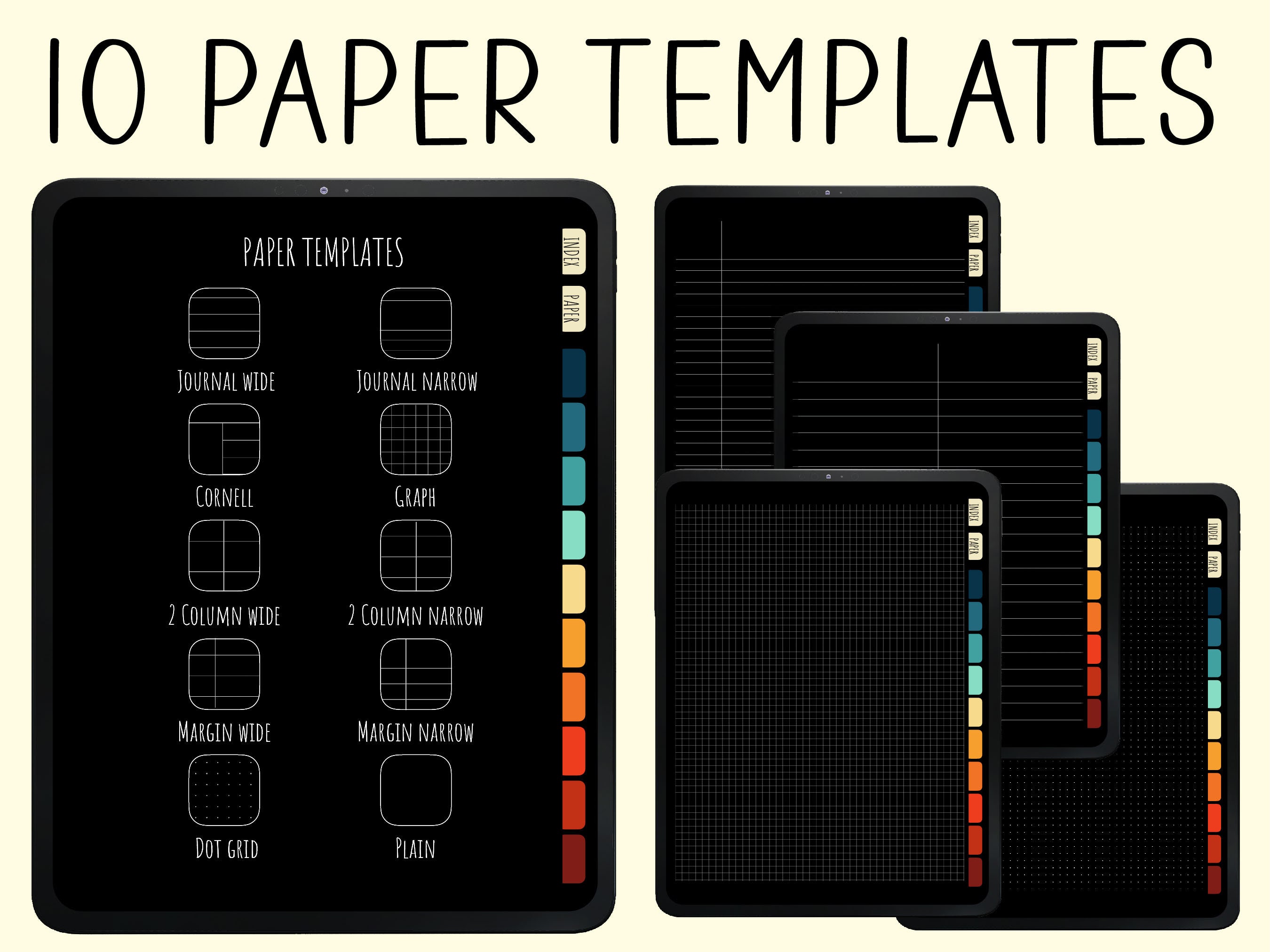 DIGITAL Notebook Goodnotes | Black Paper Notebook With Subject Tabs ...