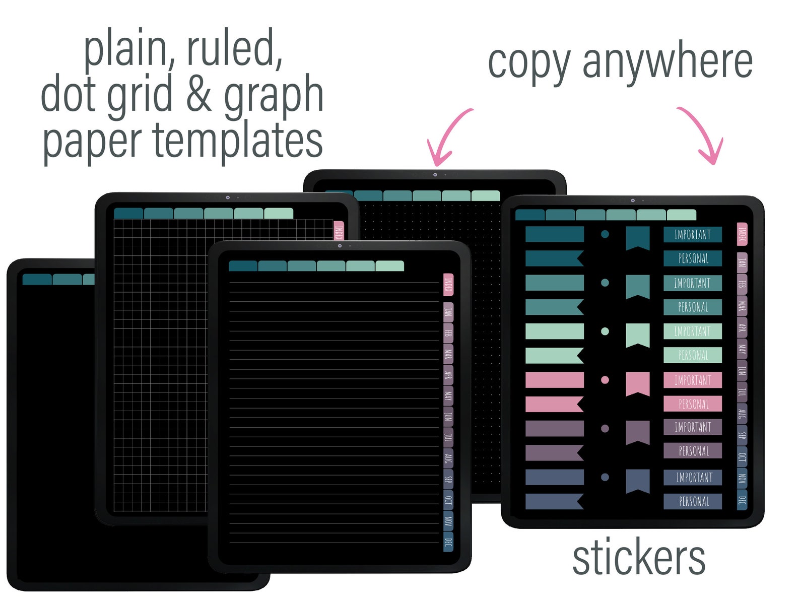 2022 2023 DIGITAL PLANNER Dark Mode Goodnotes Planner - Etsy
