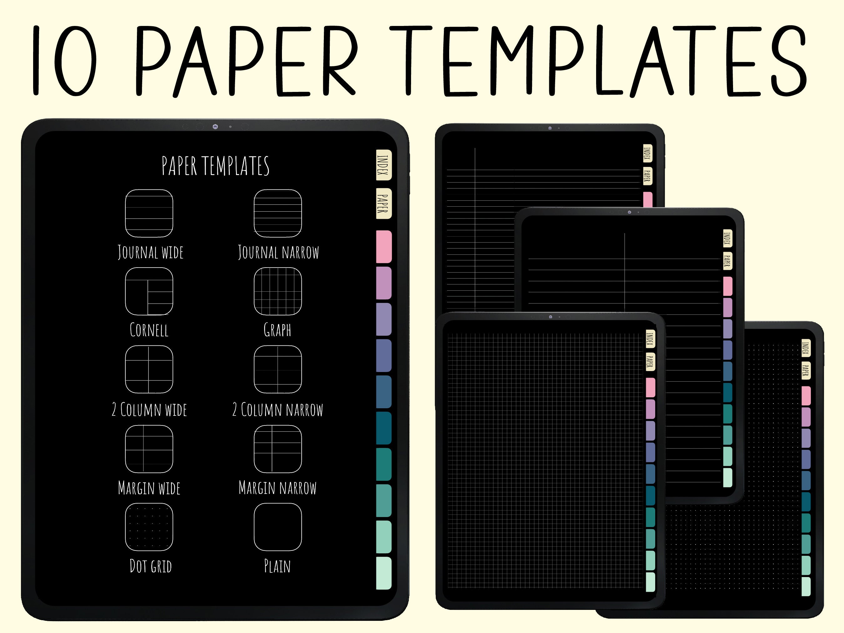 DIGITAL Notebook Dark Mode, Goodnotes Notebook Black Paper, Boho ...