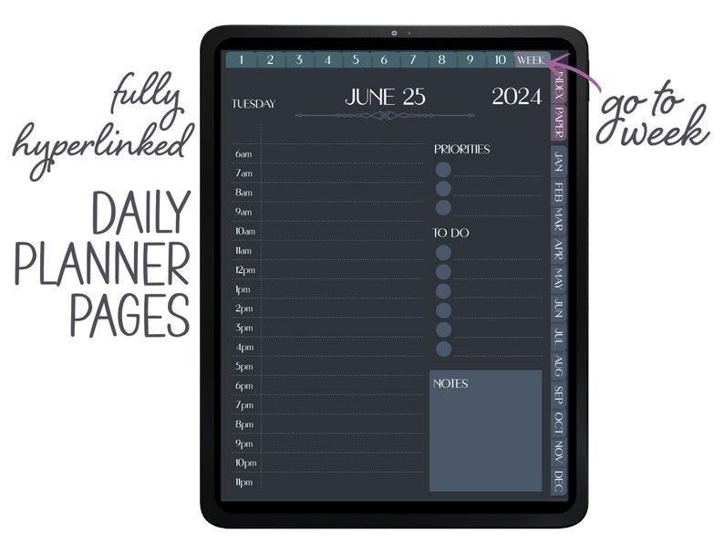 DIGITAL PLANNER 2024 Gothic, Dark Mode Planner 2024, 2024 Goodnotes ...