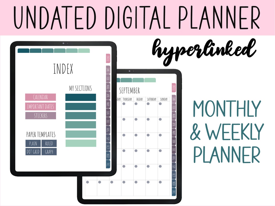 Undated Goodnotes Planner Minimalist, Digital Planner Monthly & Weekly ...