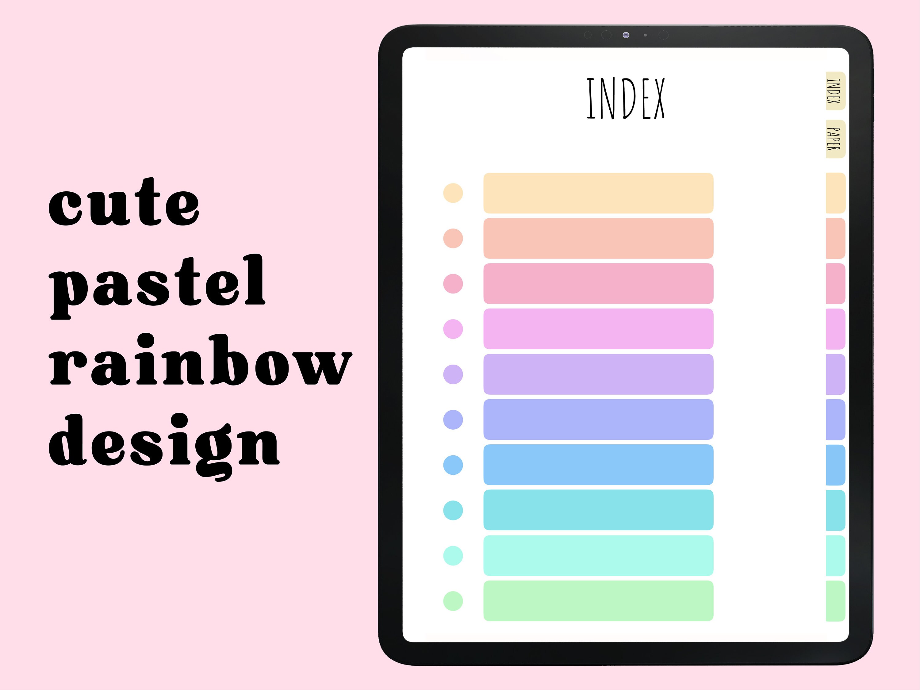 DIGITAL Notebook Pastel Rainbow, Goodnotes Notebook With 10 Tabs ...