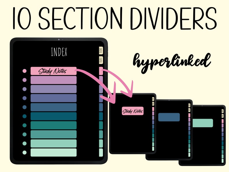 DIGITAL Notebook Dark Mode, Goodnotes Notebook Black Paper, Boho ...