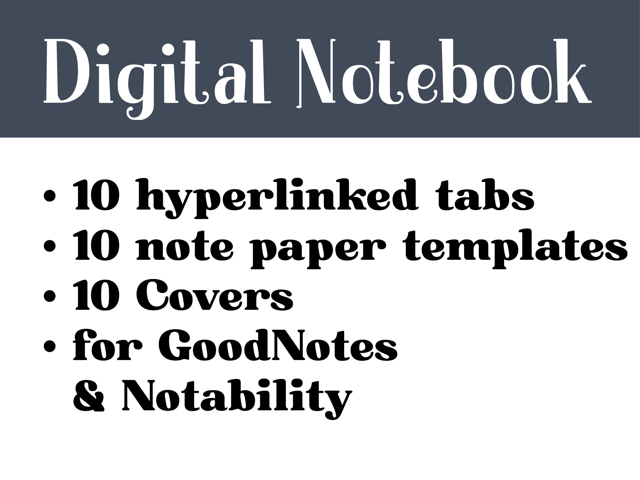 DIGITAL Notebook Goodnotes | Black Paper Notebook With Subject Tabs ...