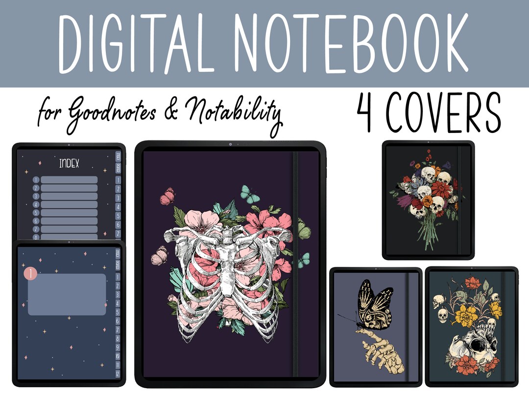 DIGITAL Notebook Goth, Dark Mode Digital Notebook Goodnotes, Notebook ...