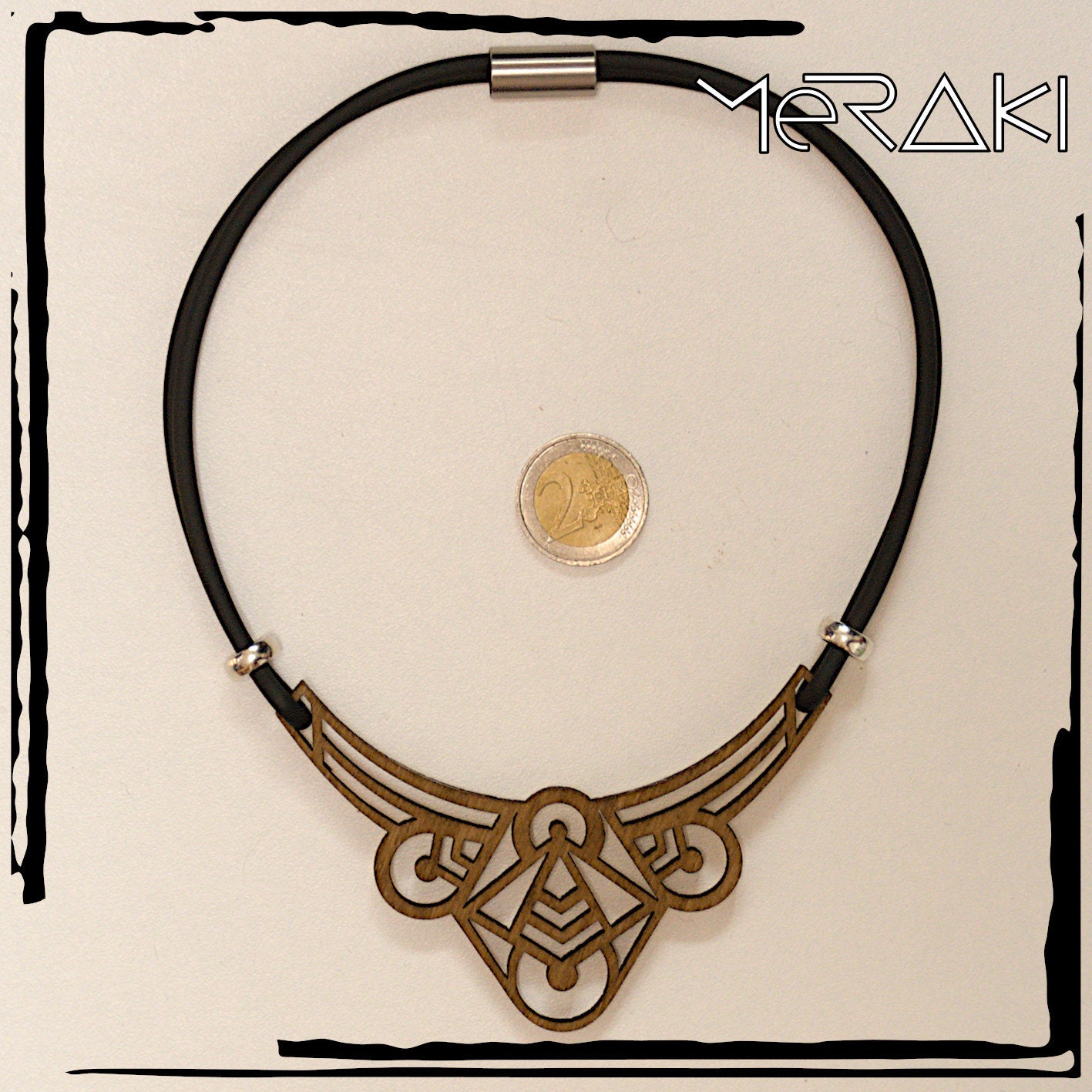Geometric Laser Cut Necklace in Wood, Steel and Rubber - Etsy UK