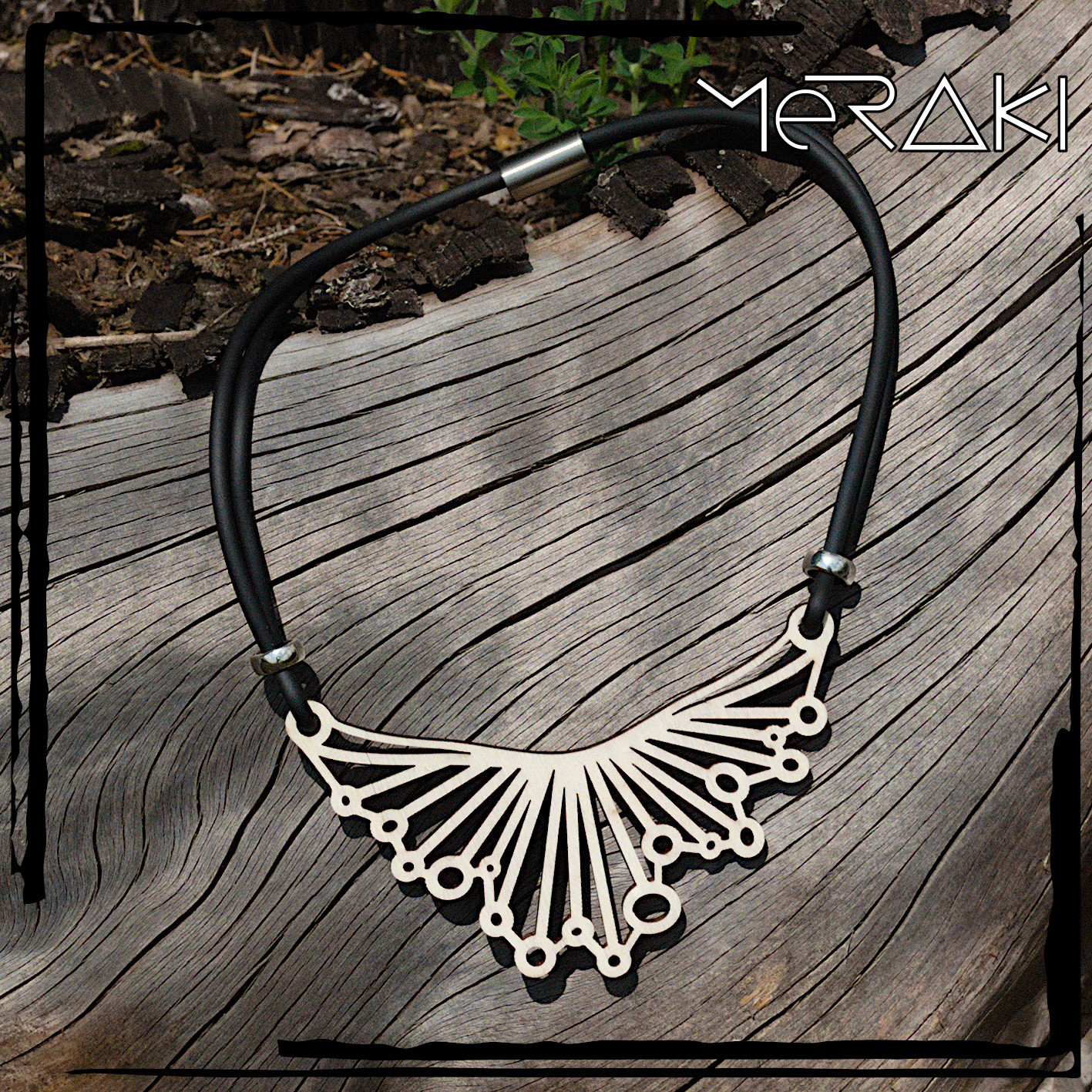 Geometric Laser Cut Necklace in Wood, Steel and Rubber - Etsy