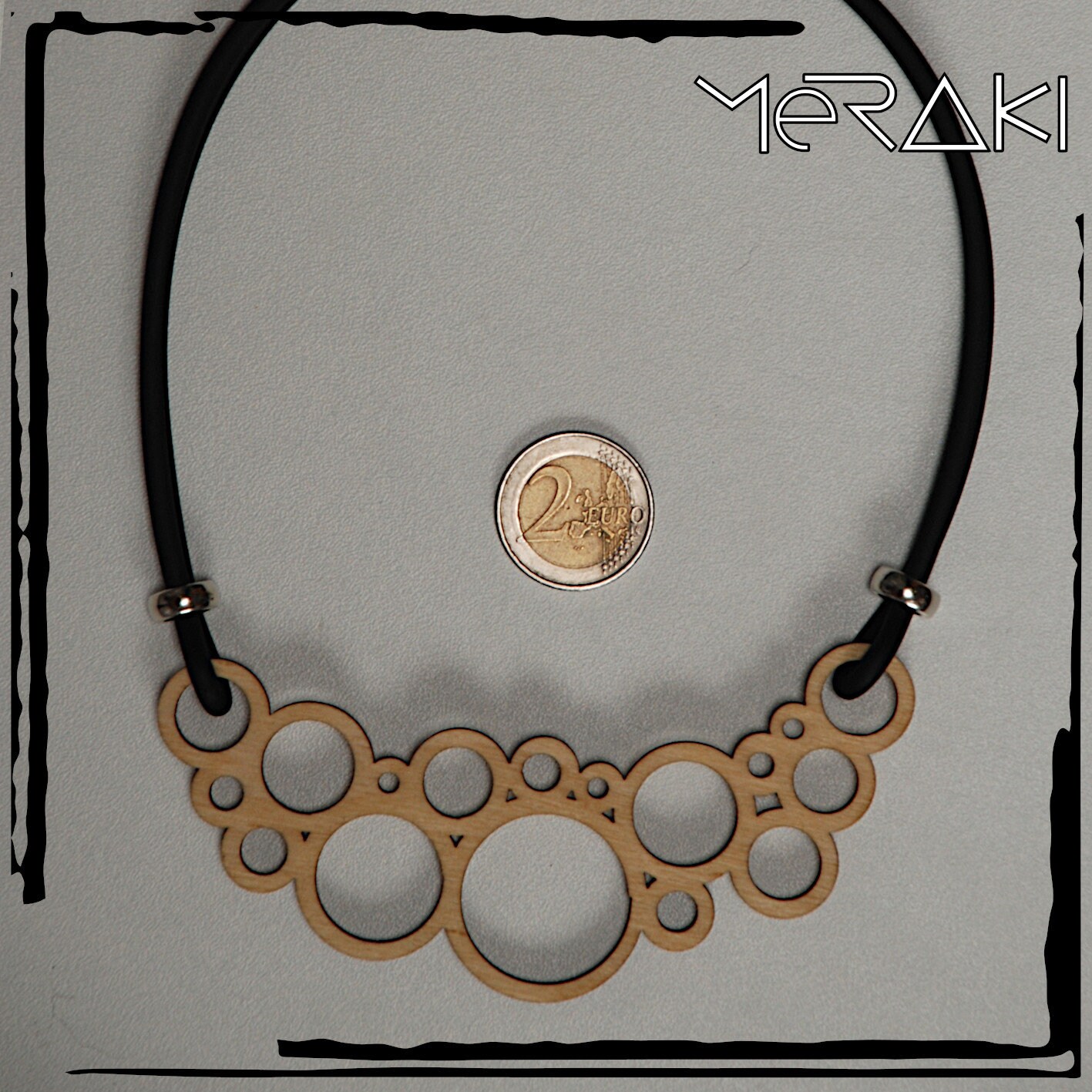 Geometric Laser Cut Necklace in Wood Steel and Rubber - Etsy Denmark