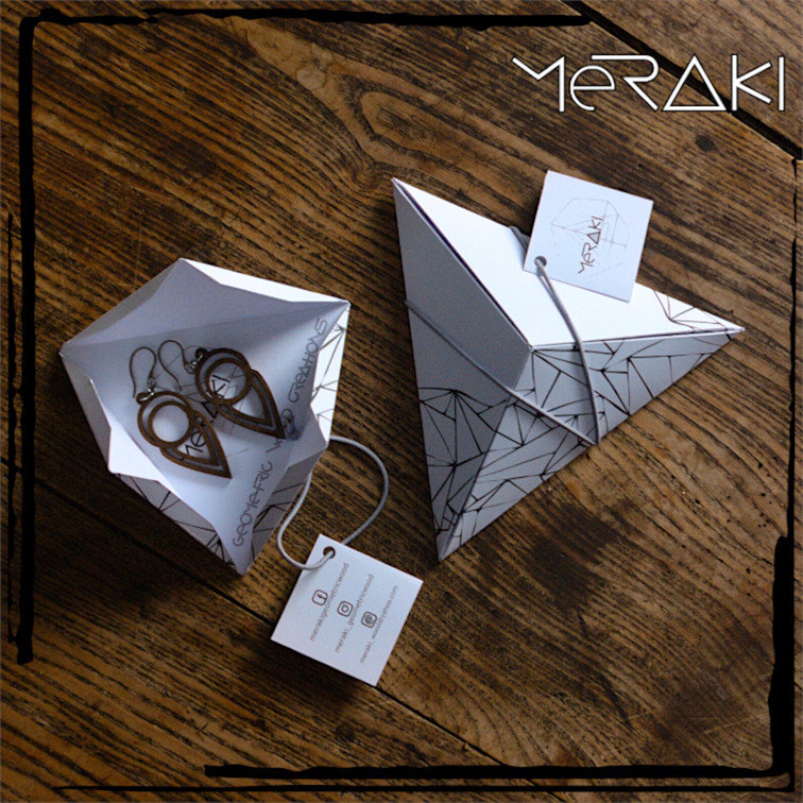 Collana geometrica taglio laser in legno, acciaio e caucciù - triangoli ...