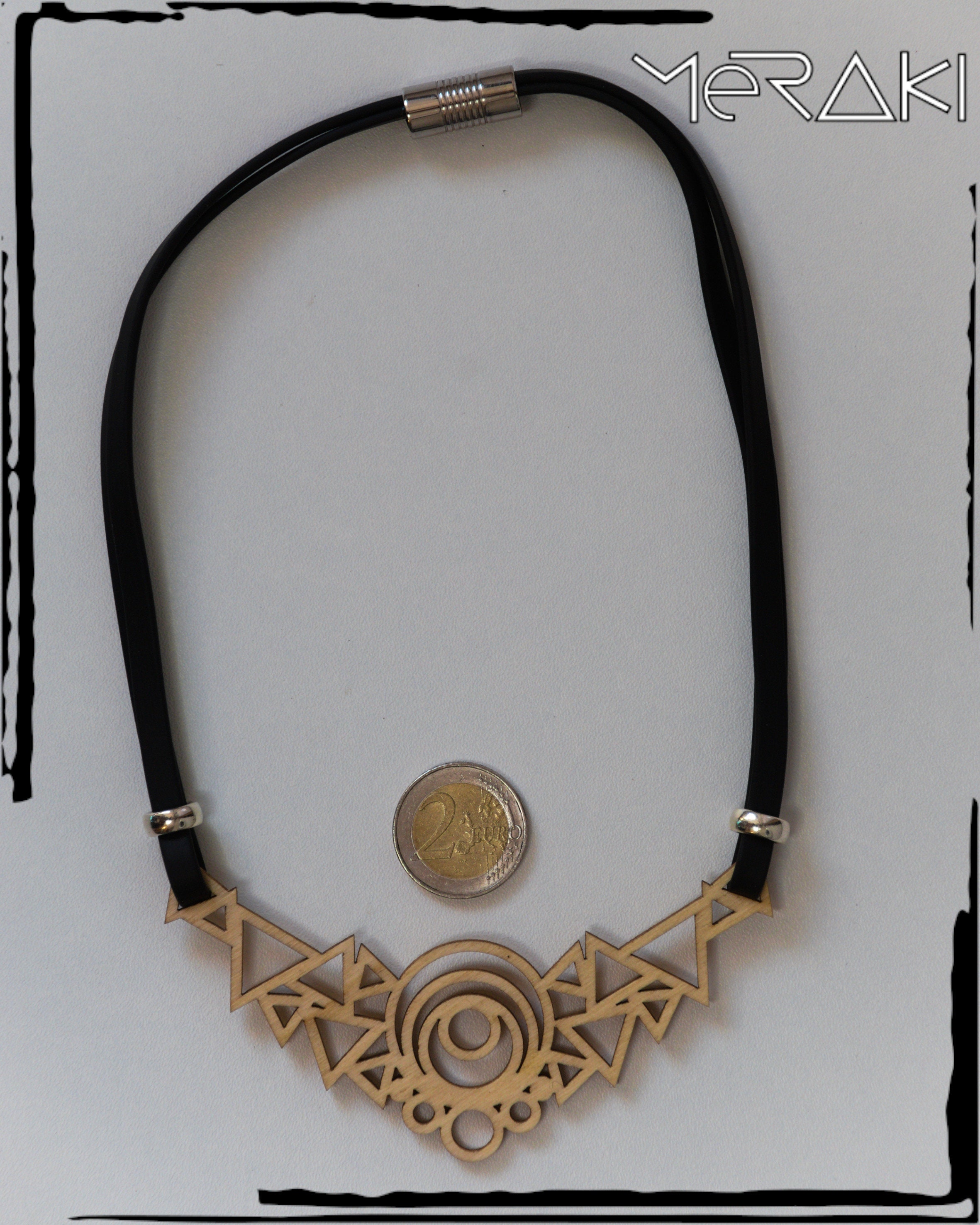 Geometric Laser Cut Necklace in Wood Steel and Rubber - Etsy