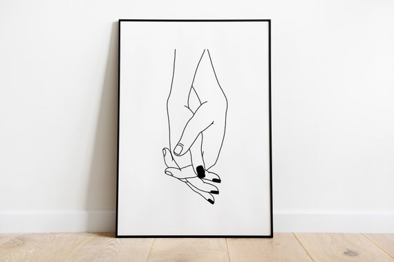 Two Hands Print Line Drawing Print Hands Line Art Line Art | Etsy