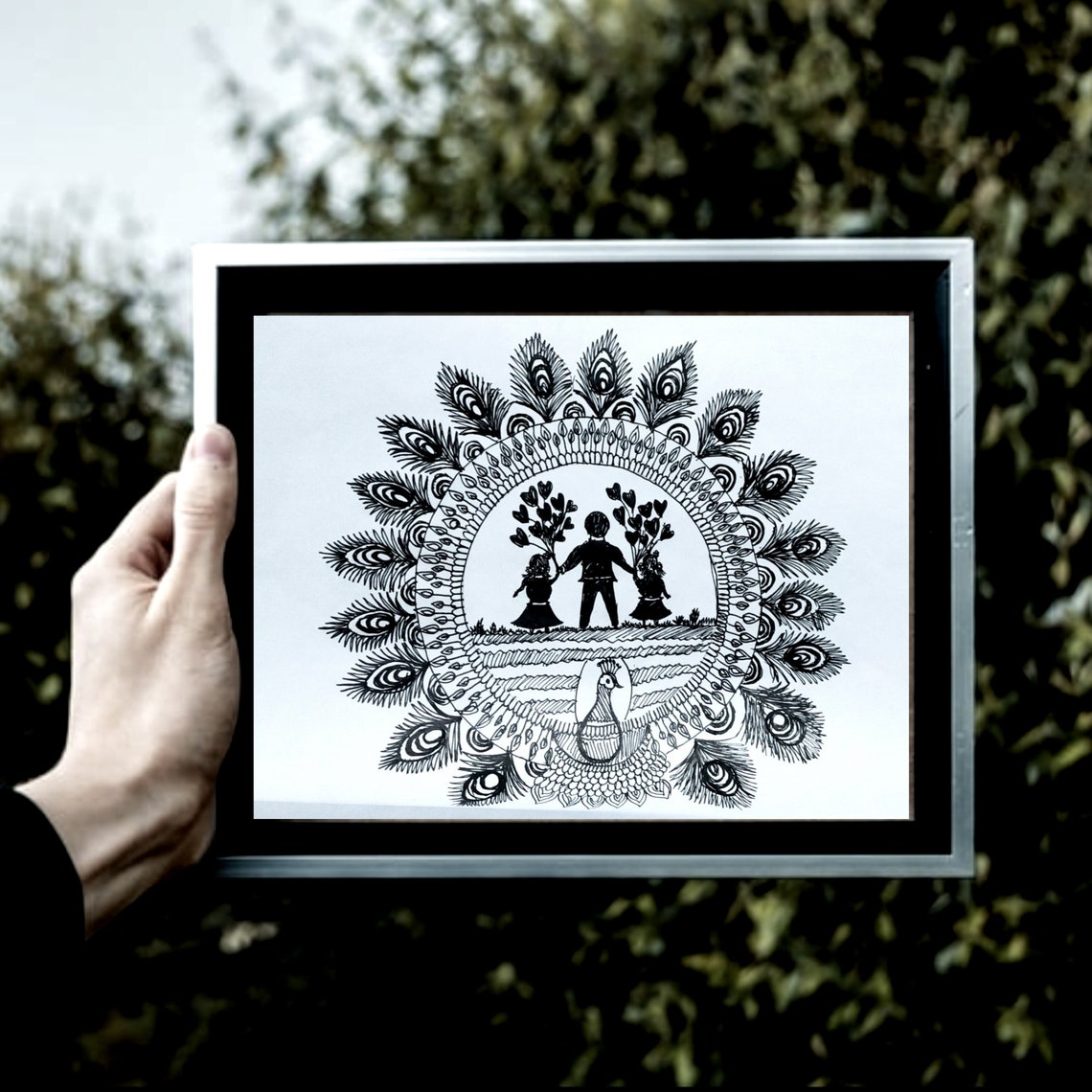 Father and Daughter Mandala Art With Peacock Feather, Instant Download ...