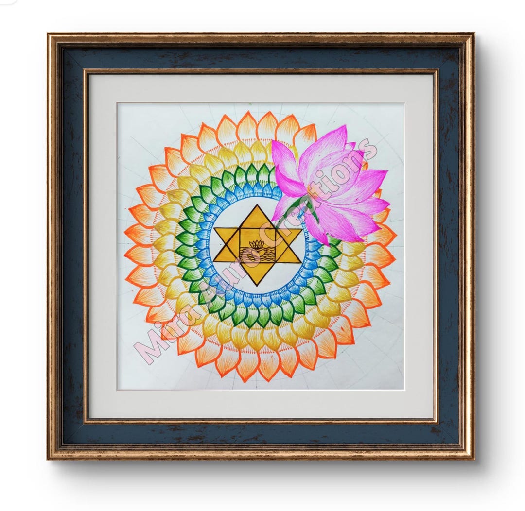 Sri Aurobindo's Symbol Mandala Art With 3d Lotus Wall Decor Spiritual ...