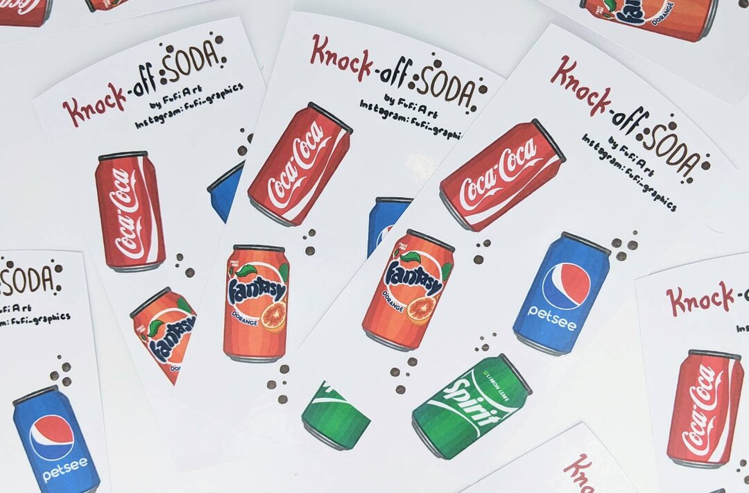 Knock-off Soda-pop Stickers Silly Pun Stickers Creative - Etsy