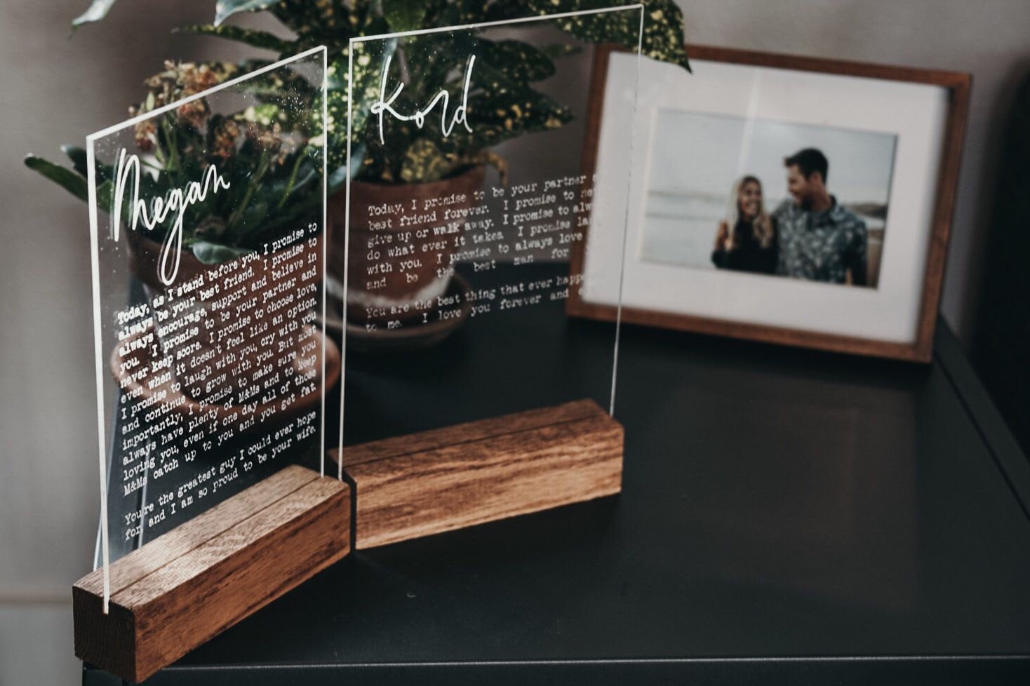 Acrylic Wedding Vows Pair | Two Clear Cast Laser Engraved Personalized ...