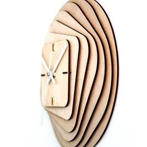 Round to Square Wooden Wall Clock | Minimalist Geometric Clock - Etsy