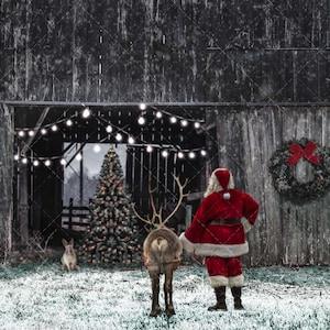 Rustic Christmas Barn Digital Backdrop - Santa Approved! - Etsy