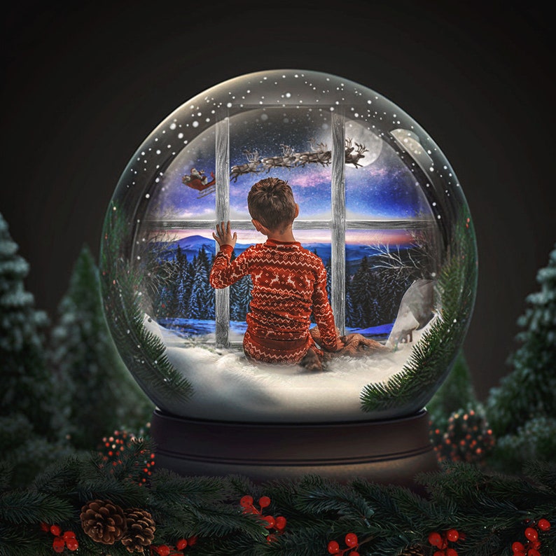 Snow Globe, Holiday Backdrop, Christmas Backdrop, Insert Your Own Photo ...