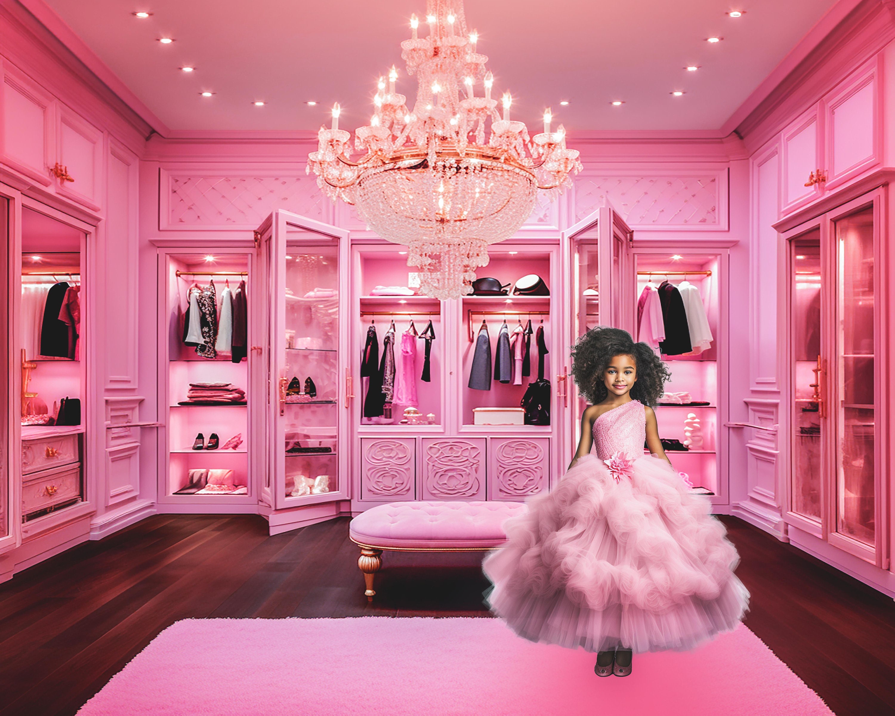 Fashion Doll Closet, Digital Backdrop, Instant Download, Pink Closet ...