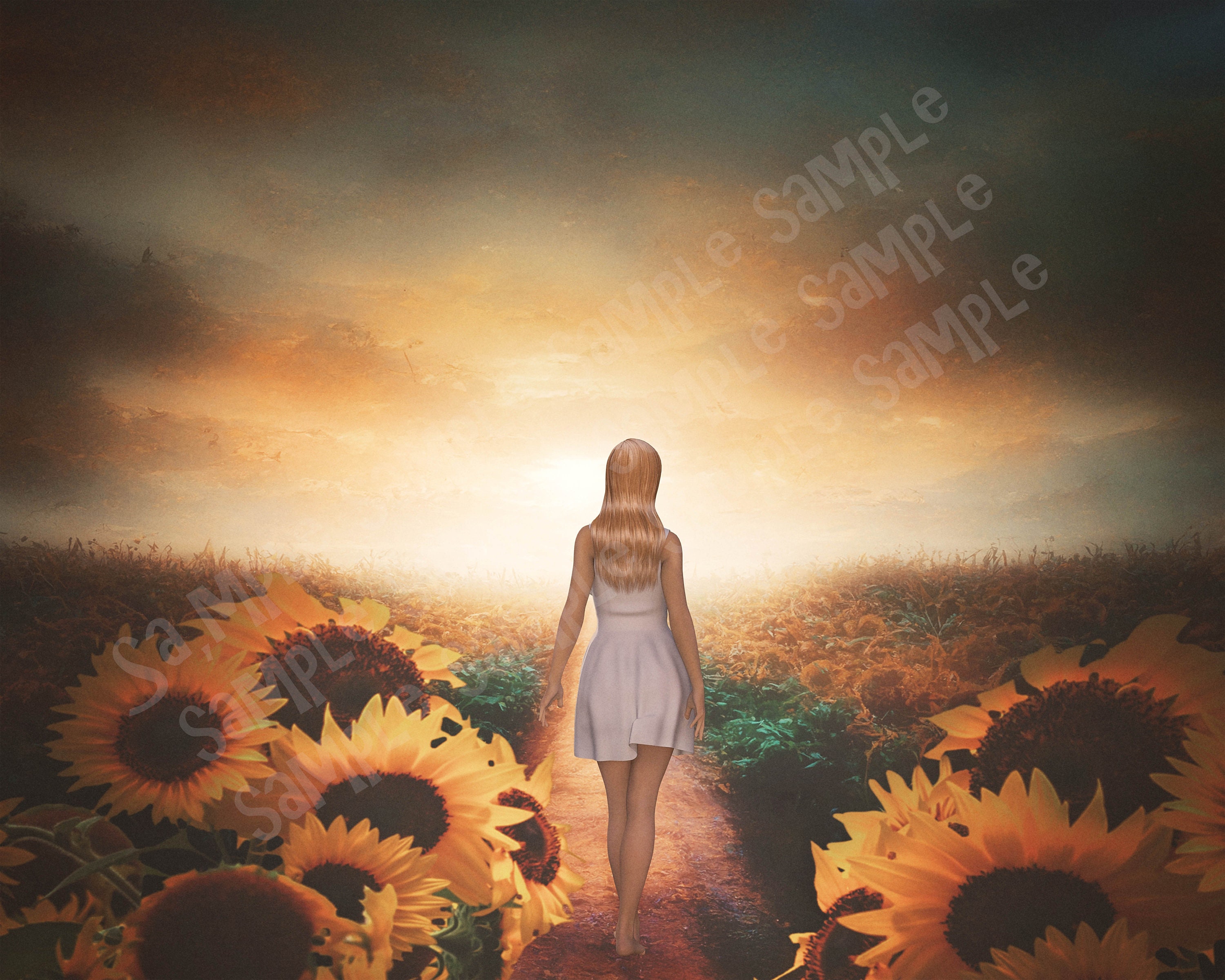 Sunflower Backdrop, Field of Sunflowers, Digital Backdrop, Instant ...