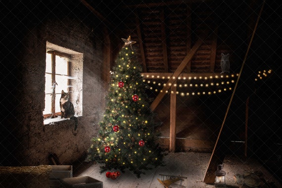 Christmas Backdrop Barn Background Holiday Background - Etsy