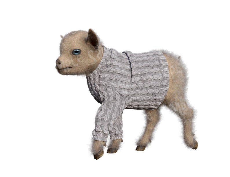 Baby Goat Overlays, Digital Overlays of Five Cute Baby Goats, Black ...