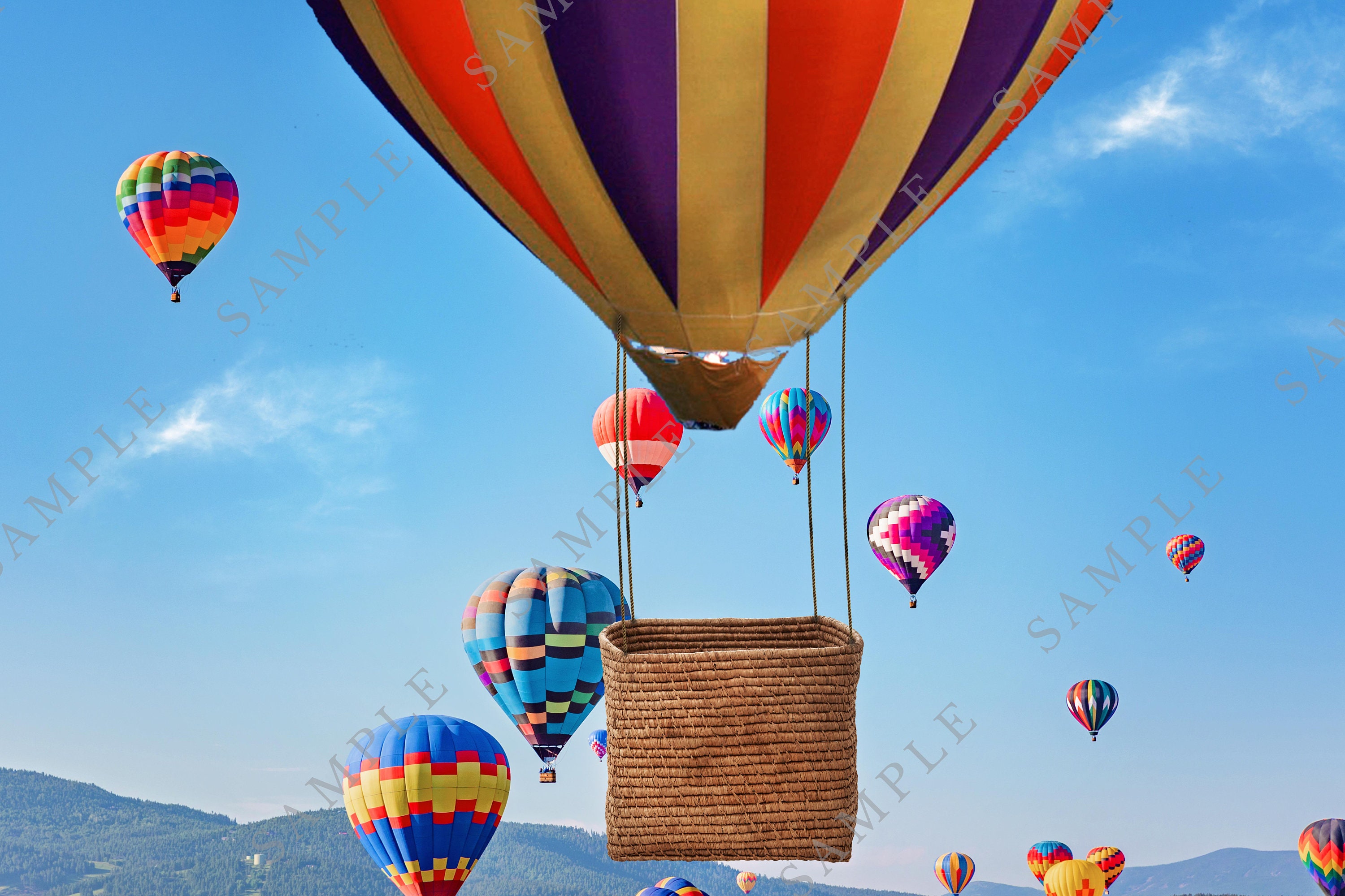 Hot Air Balloon Digital Backdrop, Summery Art (instant Download) - Etsy