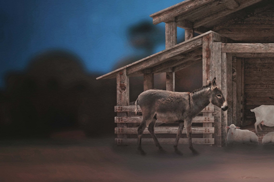 Christmas Backdrop, Digital Background, Nativity Backdrop, Stable ...
