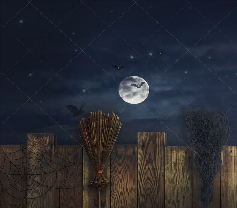 Witch Backdrop, Halloween Background, Black Cat, Witch Backdrop ...