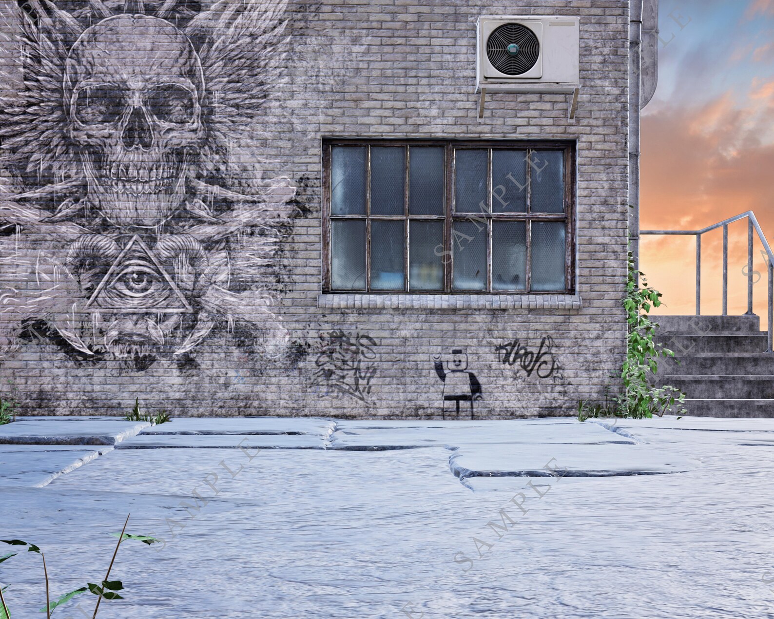 Grunge Alley Digital Backdrop, Urban Photography Backgrounds (digital ...