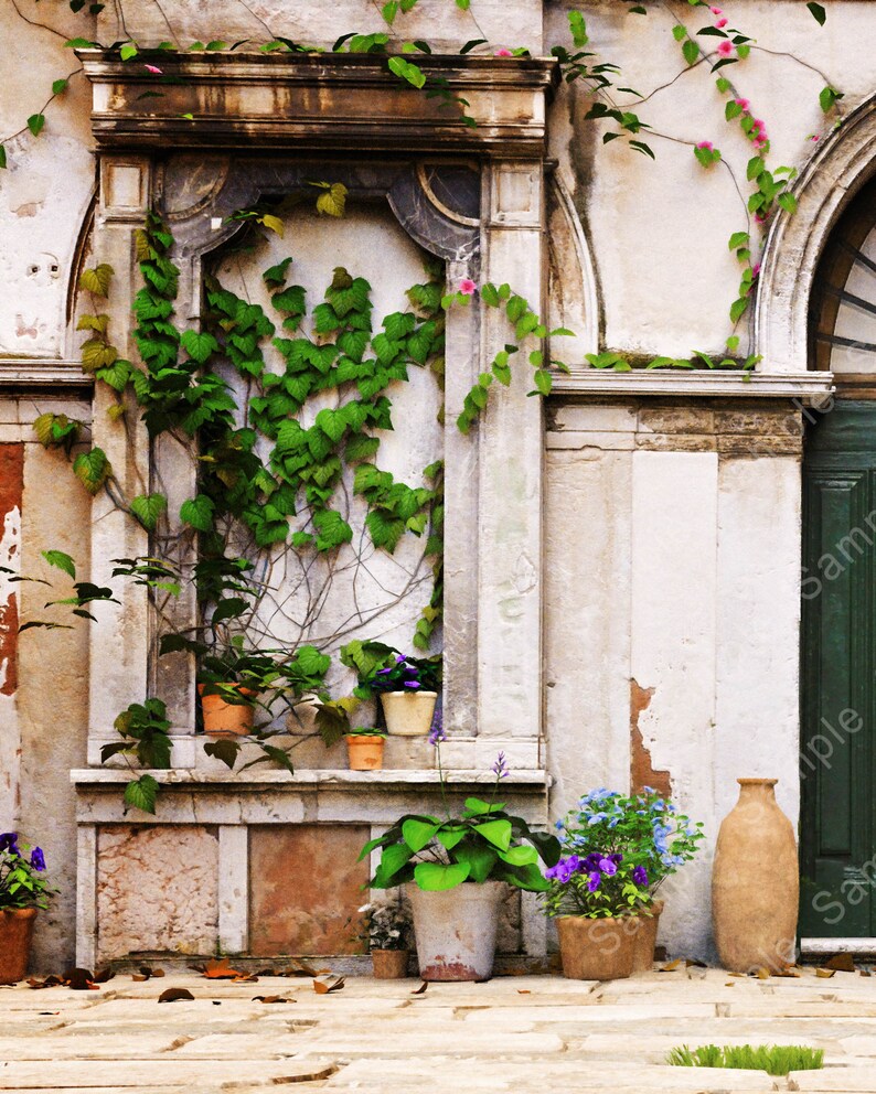 Italian Background Courtyard Backdrop Digital Background | Etsy