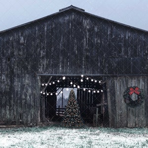 Rustic Christmas Barn Digital Backdrop - Santa Approved! - Etsy