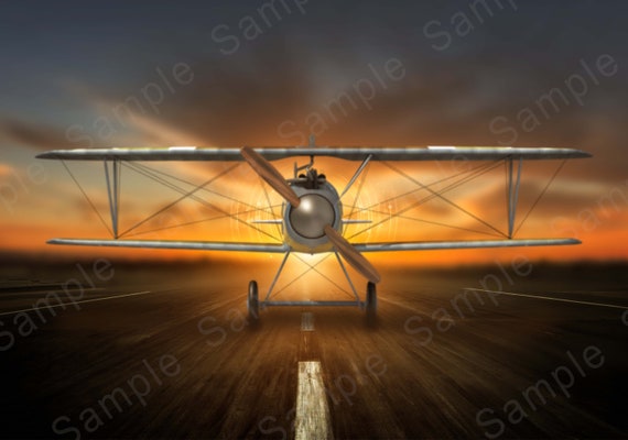 Airplane Background Digital Backdrop Plane on Runway Pilot - Etsy